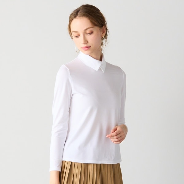 リリアンビューティ エクラ（Liliane Burty ECLAT）/【洗える】衿付きベア天竺Tシャツ