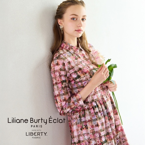 リリアンビューティ エクラ（Liliane Burty ECLAT）/【洗える】リバティ　ギンガムフラワープリントワンピース
