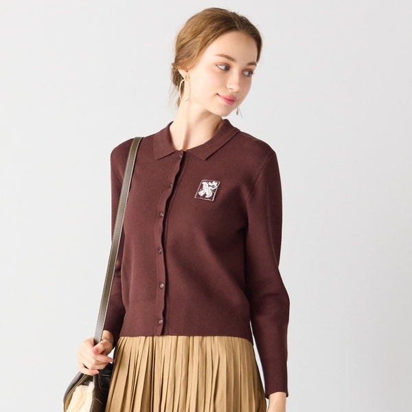 リリアンビューティ エクラ（Liliane Burty ECLAT）/刺繍ワッペン付きニットカーディガン