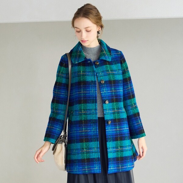 リリアンビューティ エクラ（Liliane Burty ECLAT）/イタリア製素材スライバーチェックコート