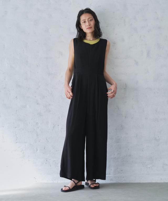 オードリーアンドジョンワッド（Audrey and John Wad）/【2サイズ展開】リネン混バッククロスオールインワン