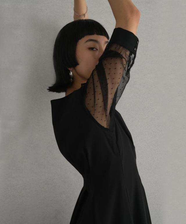 オードリーアンドジョンワッド（Audrey and John Wad）/【WEB限定 / オケージョン対応 】バックサテンジョーゼット×ドットチュールド…