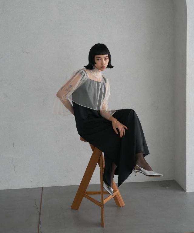 ランドワーズセレクト（LANDWARDS SELECT）/【Rennka】ハイネックチュールレイヤードワンピース