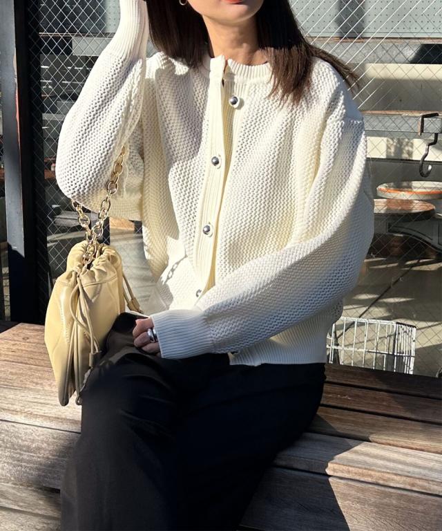 オードリーアンドジョンワッド（Audrey and John Wad）/【Audrey and John Wad】BIGボタンメッシュカノコカーディガン −手洗い可−