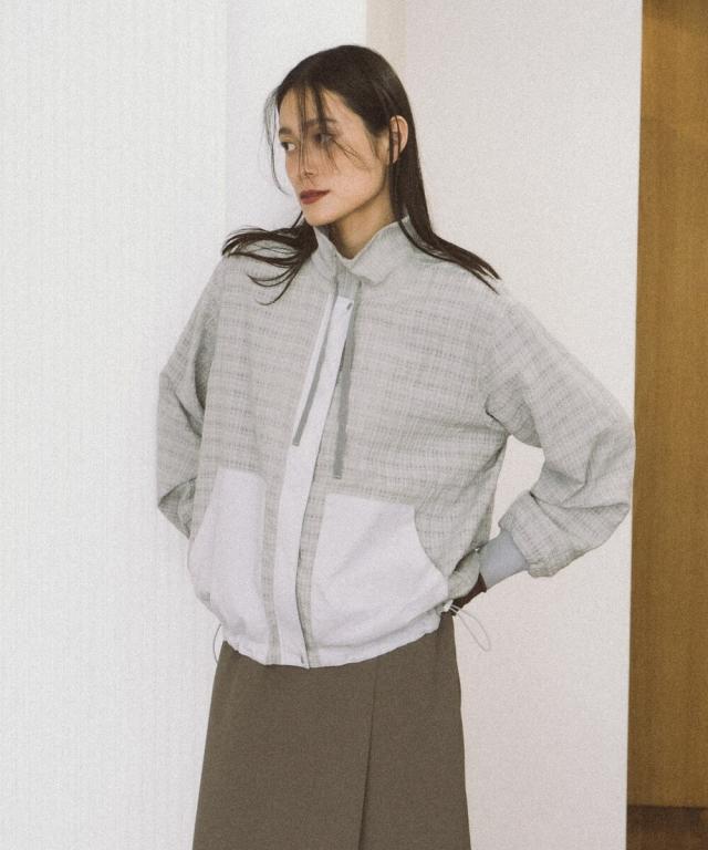 オードリーアンドジョンワッド（Audrey and John Wad）/スタンドカラーシアーチェックブルゾン