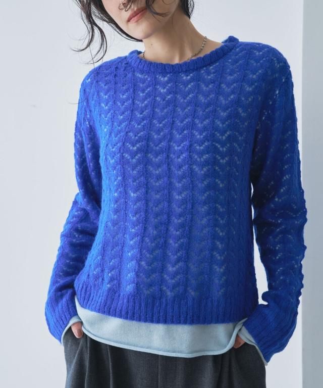 オードリーアンドジョンワッド（Audrey and John Wad）/二枚重ね透かし編みニットトップス