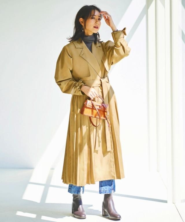 ルイルエブティック/【S〜LL】パワーパフスリーブ プリーツトレンチコート