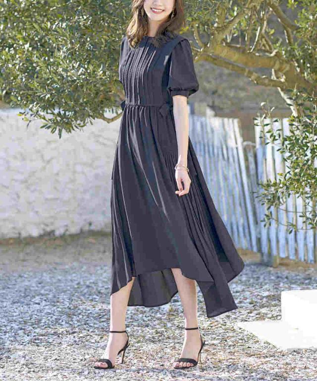 ルイルエブティック/【S〜3L】ジレ付きサイドプリーツワンピース