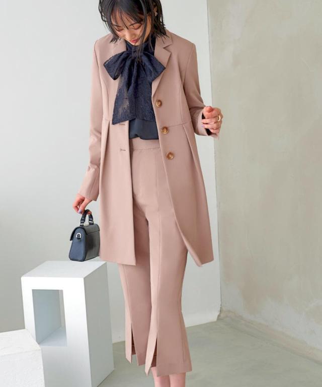 ルイルエブティック（RUIRUE BOUTIQUE）/【S〜3L】ハイウエストロングジャケット＆スリットフレアパンツスーツ