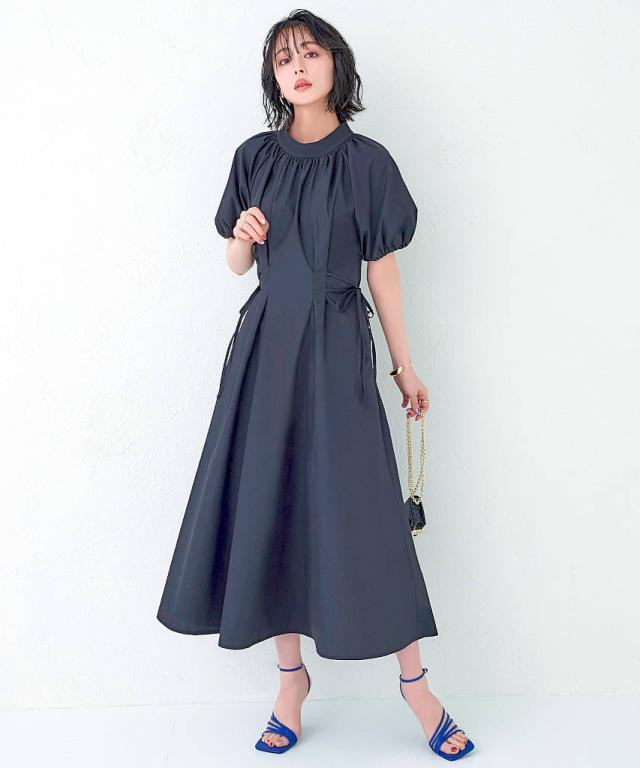 ルイルエブティック/【S〜3L】サイドリボンウエストタックワンピース