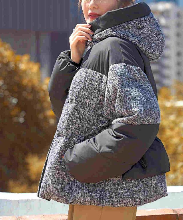 ルイルエブティック（RUIRUE BOUTIQUE）/【S〜3L】プレイフルMIXツイードファイバーパデットコート