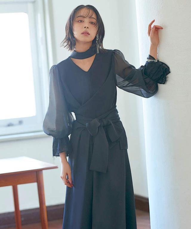 ルイルエブティック（RUIRUE BOUTIQUE）/【S〜3L】【全脱ぎ回避】シアースリーブバックセパレートパンツドレス