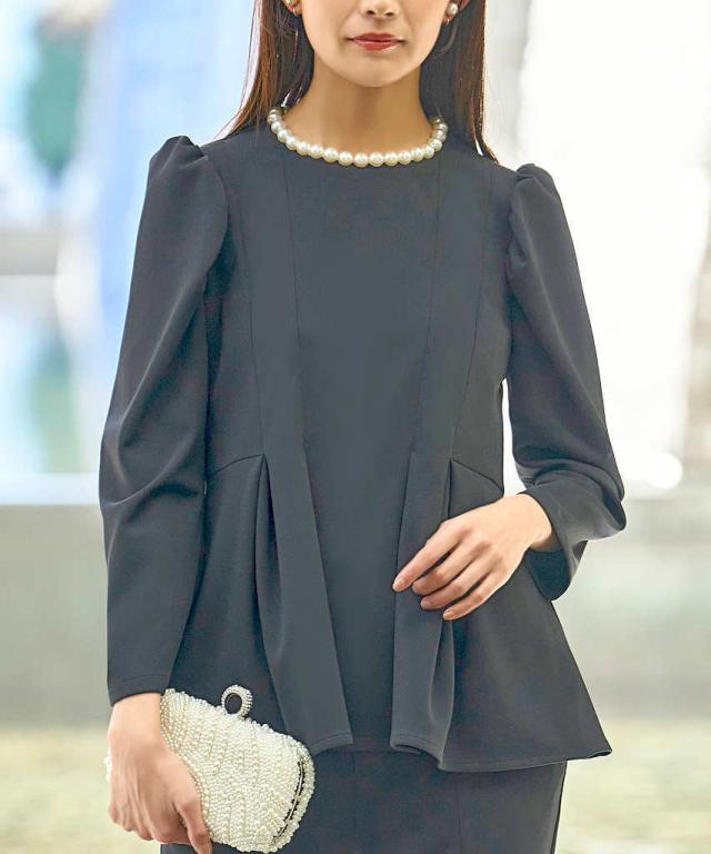 ルイルエブティック（RUIRUE BOUTIQUE）/【S〜3L】パールネックレッグオブマトンスリーブ＆ センタースリットセミフレアパンツセットア…