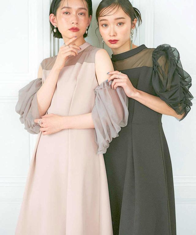 ルイルエブティック（RUIRUE BOUTIQUE）/【S〜3L】【洗える/ストレッチ】ギャザーシアースリーブフレアドレス 付け袖