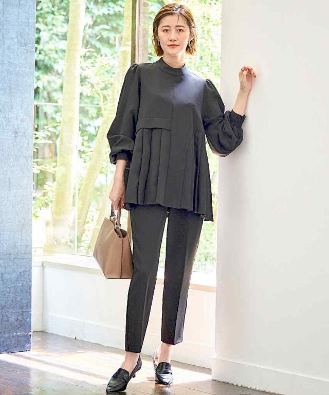 ルイルエブティック（RUIRUE BOUTIQUE）/【S〜LL/洗える】アシメプリーツトップス＆テーパードパンツ（ツータック）