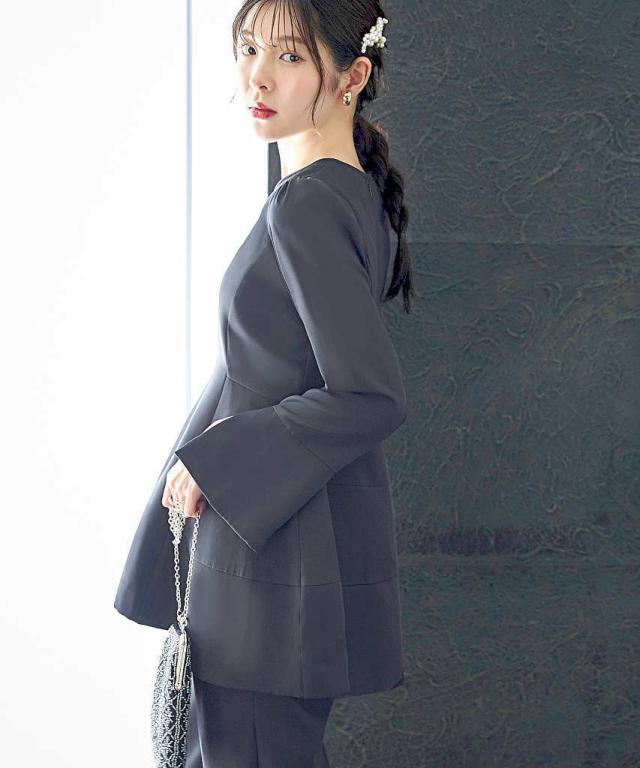 ルイルエブティック（RUIRUE BOUTIQUE）/【S〜LL/洗える/ストレッチ】フレアペプラムトップス＆テーパードパンツ