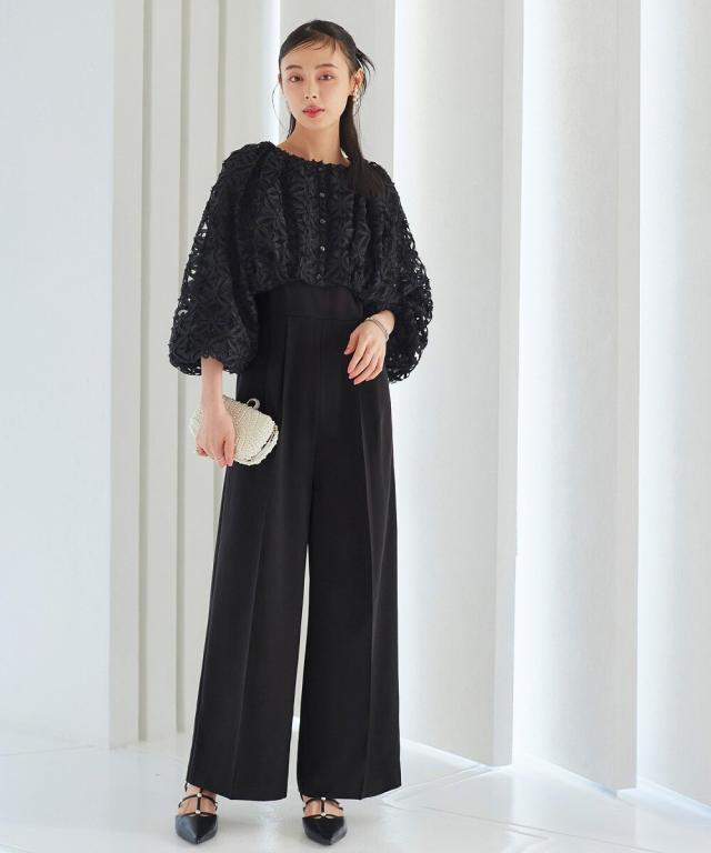 ルイルエブティック（RUIRUE BOUTIQUE）/【ストレッチ】華やぎセットアップドレス 立体レースボレロ/オールインワン