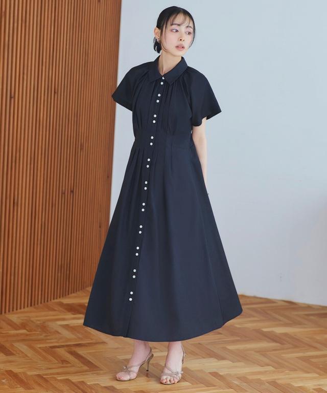 ルイルエブティック（RUIRUE BOUTIQUE）/【洗える】タック＆フレア ロングシャツワンピース