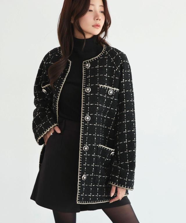 ルイルエブティック（RUIRUE BOUTIQUE）/ファンシーウールツイードノーカラージャケット