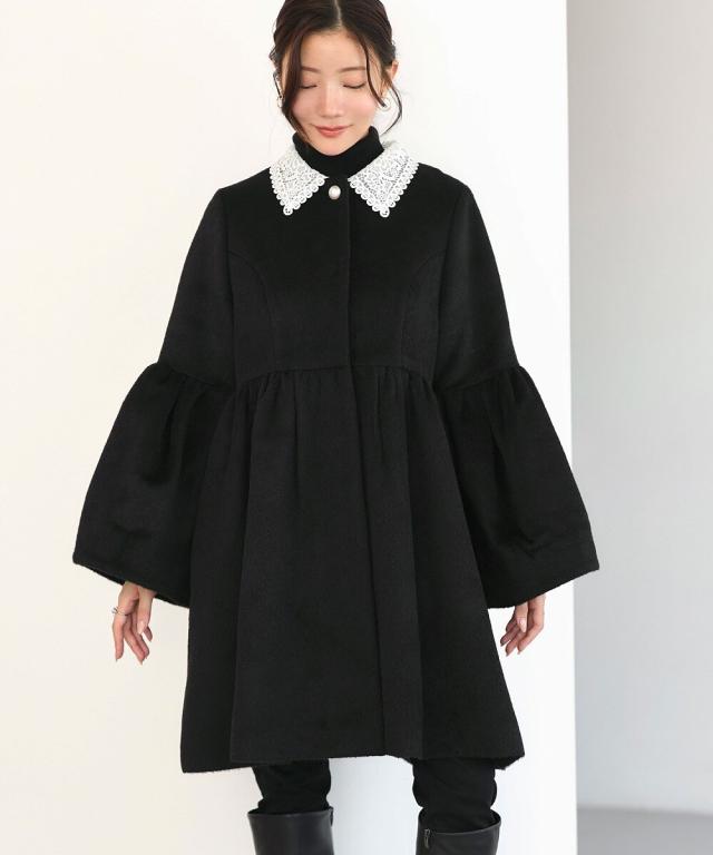 ルイルエブティック（RUIRUE BOUTIQUE）/レース襟付きウールコート