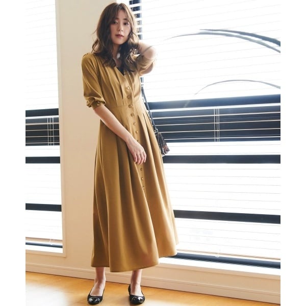ルイルエブティック（RUIRUE BOUTIQUE）/【S〜5L】【手洗い】2wayフロントボタンタックワンピース