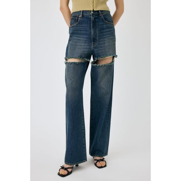 マウジー（MOUSSY）/CUT OUT LOOSE ストレートデニム