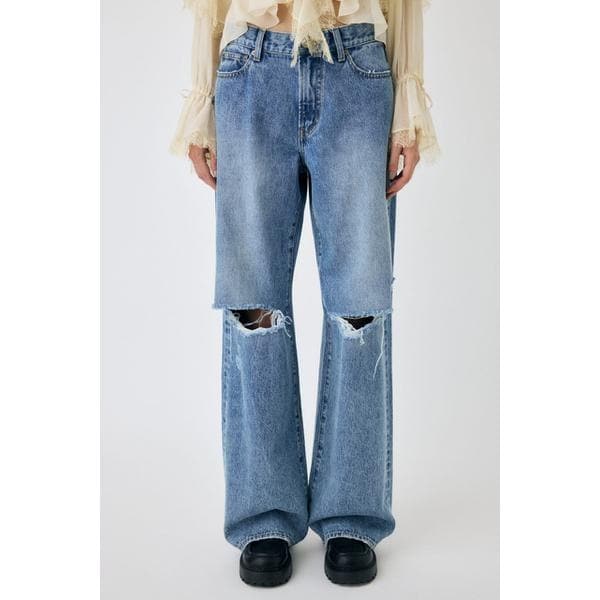 マウジー（MOUSSY）/KNEE SLIT WIDE ストレート デニム
