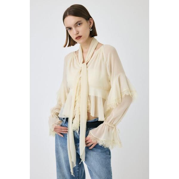 マウジー（MOUSSY）/【ViVi掲載】LACE TRIM TIE ブラウス