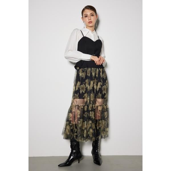 リエンダ（rienda）/チュールドッキングビスチェパターンワンピース