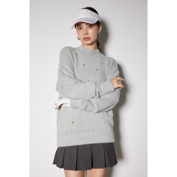 リエンダ（rienda）/【RIENDA GOLF】ハートビーズシャギーニットトップス