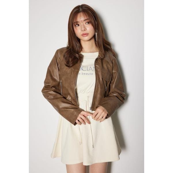 リエンダ（rienda）/フェイクレザーポケットデザインショートジャケット