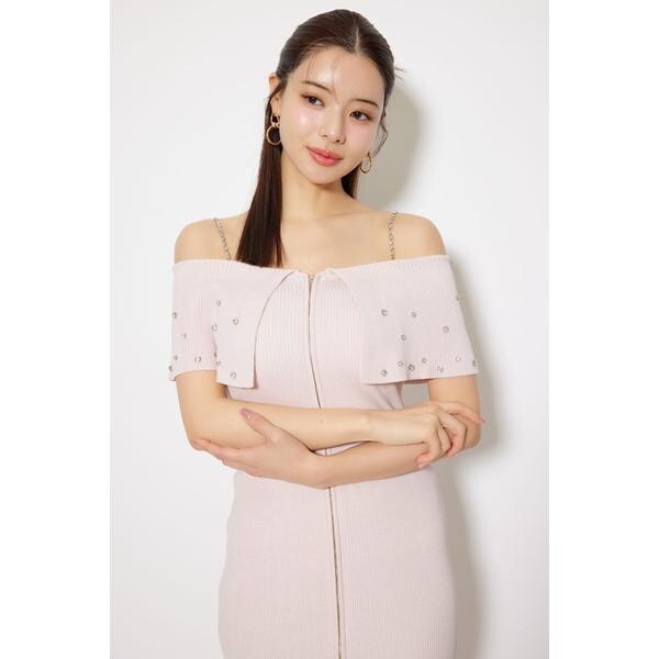 リエンダ（rienda）/2WAYオフショルビジューカラーハーフスリーブ