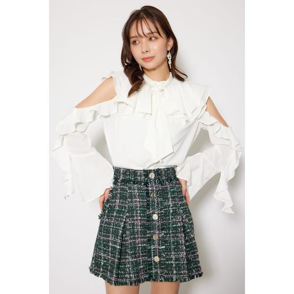 リエンダ（rienda）/フリルスリーブビッグカラーリボンブラウス