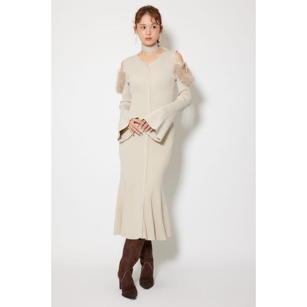 リエンダ（rienda）/many wayショルダーフェイクファーニットワンピース