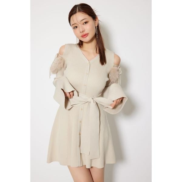 リエンダ（rienda）/many wayフェイクファーミニニットワンピース