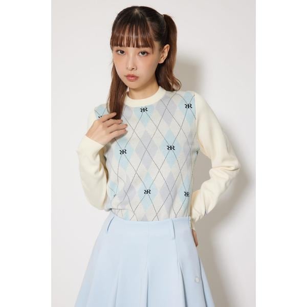 リエンダ（rienda）/【一部店舗・WEB限定】【RIENDA GOLF】アーガイルジャガードニットトップス