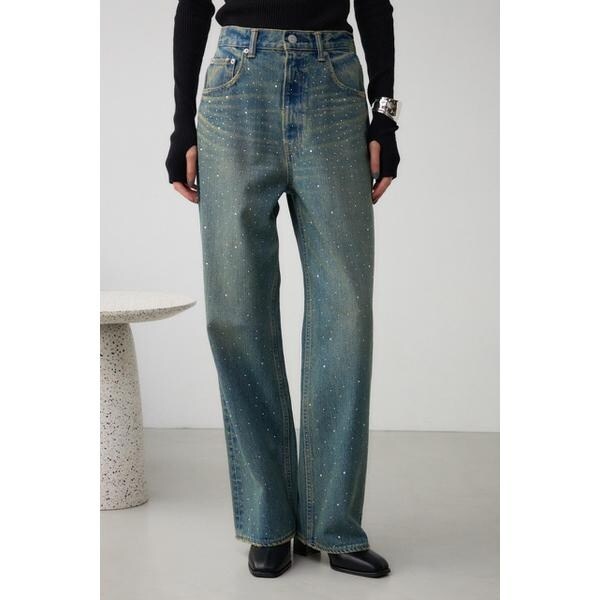 アズールバイマウジー（AZUL BY MOUSSY）/AZUL DENIM ラインストーンワイドデニム