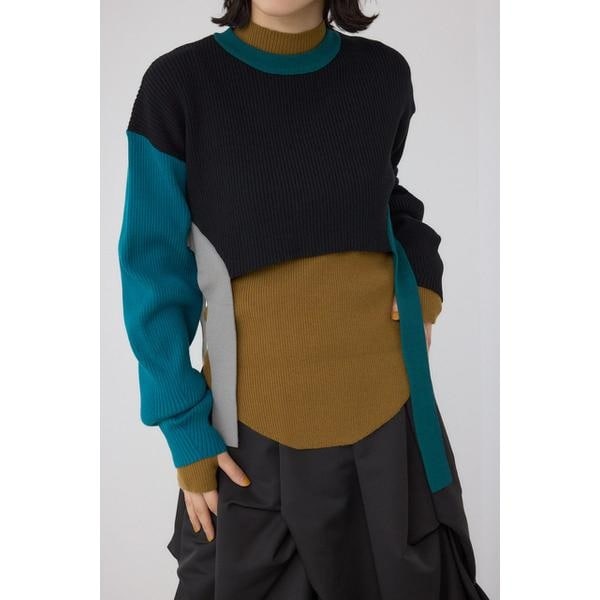 アズールバイマウジー（AZUL BY MOUSSY）/【PLUS】パネルドレープレイヤードセットニット