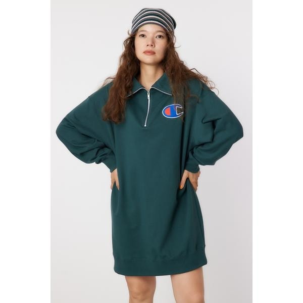 ロデオクラウンズ ワイドボウル（RODEO CROWNS WIDE BOWL）/Champion ハーフジップスウェットワンピース