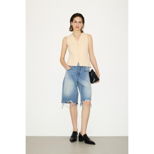 スライ（SLY）/【THROW】RIPPED HALF DENIM PT／BE