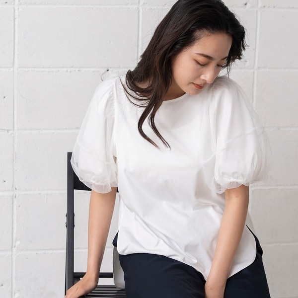 エウクレイド（EUCLAID）/チュールスリーブカットソー