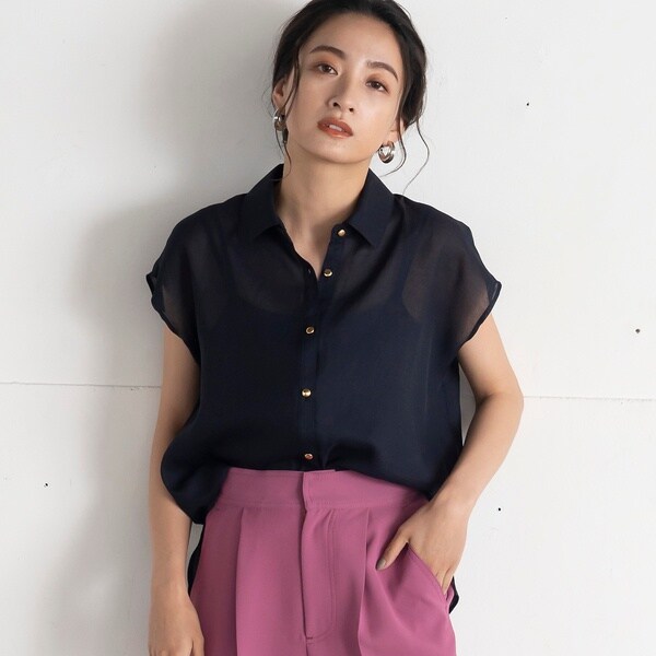 エウクレイド（EUCLAID）/シアーノースリーブブラウス