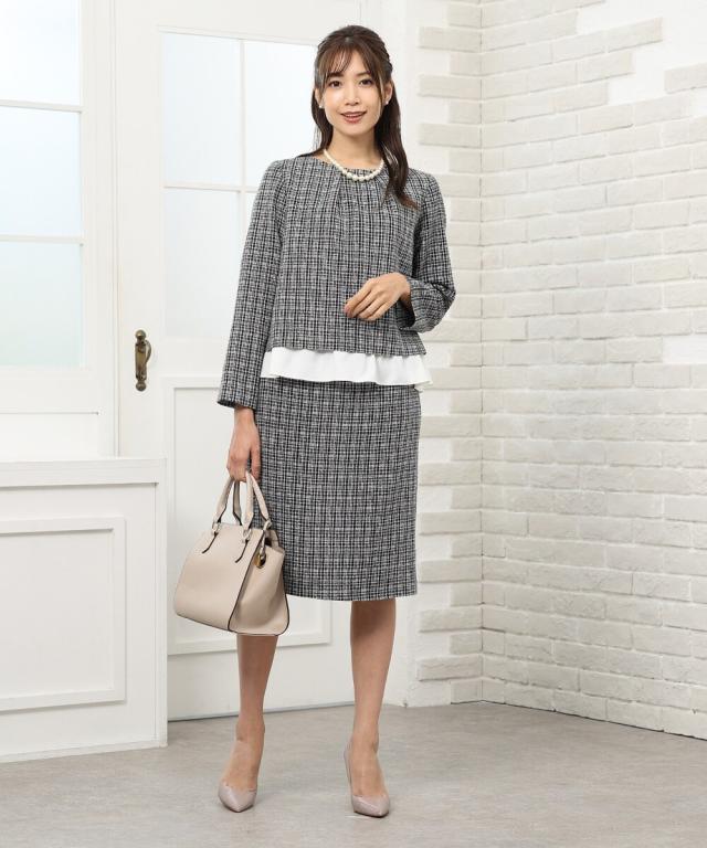 リブルーム（Rebloom）/【セレモニースーツセットアップ/手洗い可能】ツイードトップス＆スカート 2点セット リブルーム（Rebloom）/【セレモニースーツセットアップ/手洗い可能