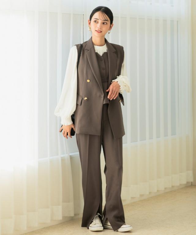 セレン（CELEN）/2025SS新作【洗濯機洗い/トールサイズ】ジョーゼットカセットジレ・パンツセットアップ