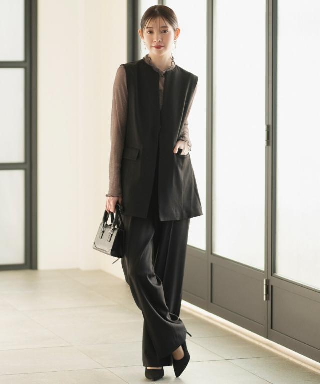 セレン（CELEN）/2025SS新作【洗濯機洗い/トールサイズ】パール調ジレ・パンツセットアップ