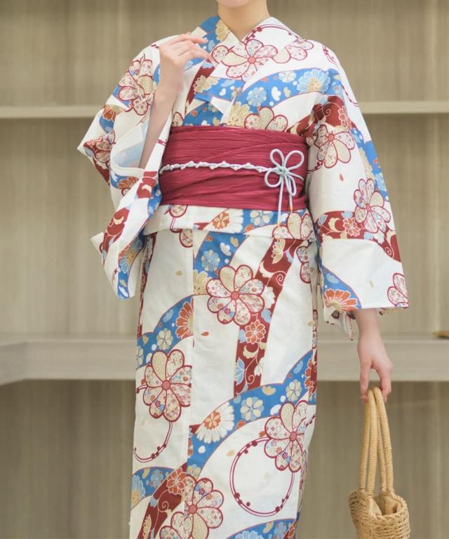 セレン（CELEN）/下駄つき浴衣5点セット 花織りの舞 (浴衣 兵児帯 腰紐2本 下駄)