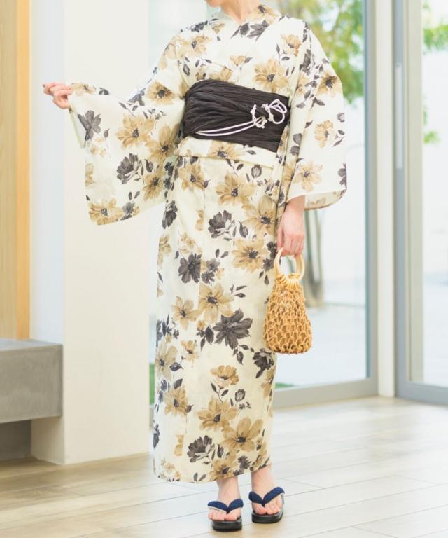 セレン（CELEN）/下駄つき浴衣5点セット 色香花 (浴衣 兵児帯 腰紐2本 下駄)