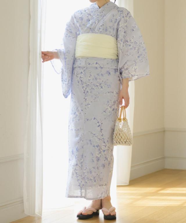 リブルーム（Rebloom）/下駄つき浴衣5点セット 木蓮雲隠れ (浴衣 兵児帯 腰紐2本 下駄)