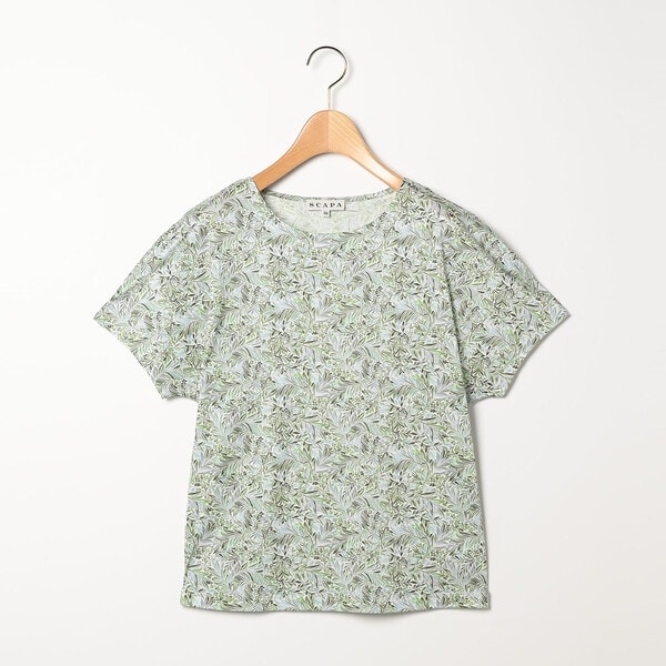 スキャパ（SCAPA）/リバティリーフジャージ丸首カットソー