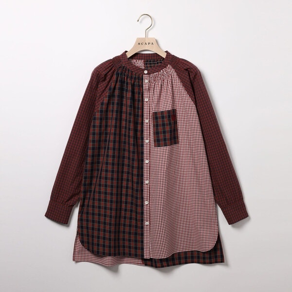 スキャパ（SCAPA）/コットンパッチワーク２スタンドブラウス